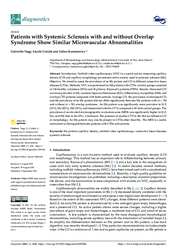 (PDF) Patients with Systemic Sclerosis with and without Overlap ...