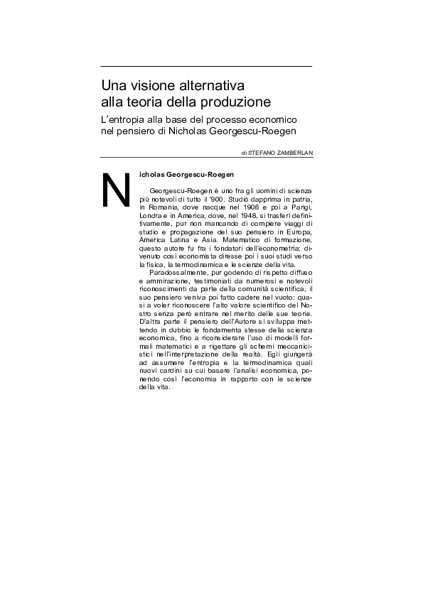 (PDF) Una visione alternativa della teoria della produzione