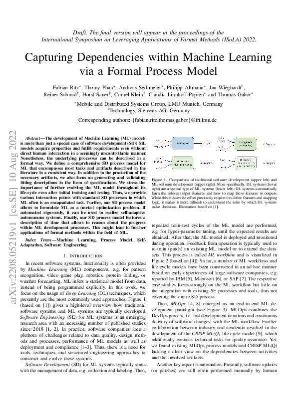 (PDF) Capturing Dependencies Within Machine Learning via a Formal Process Model