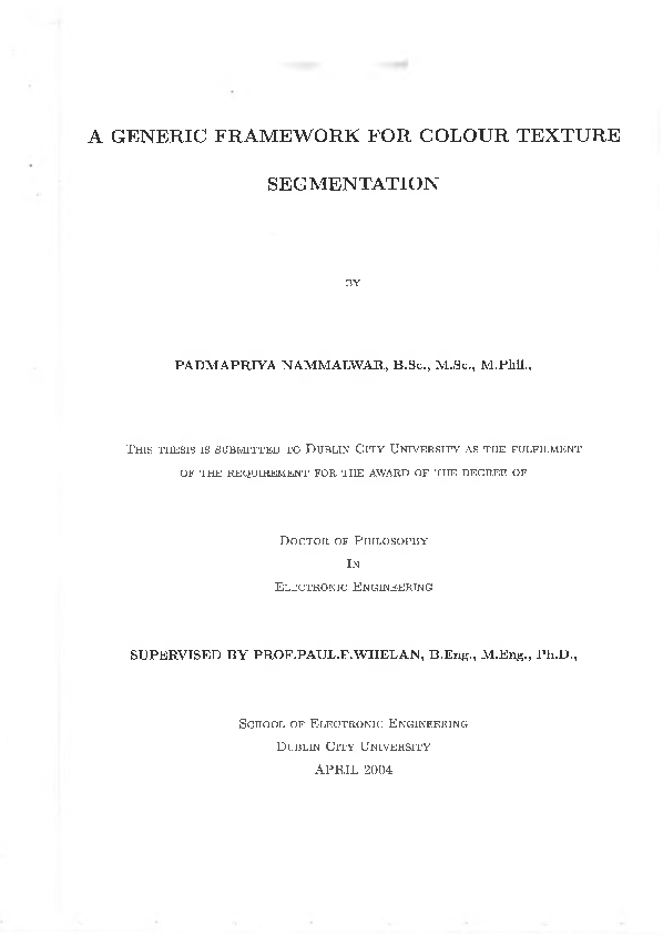 (PDF) A generic framework for colour texture segmentation