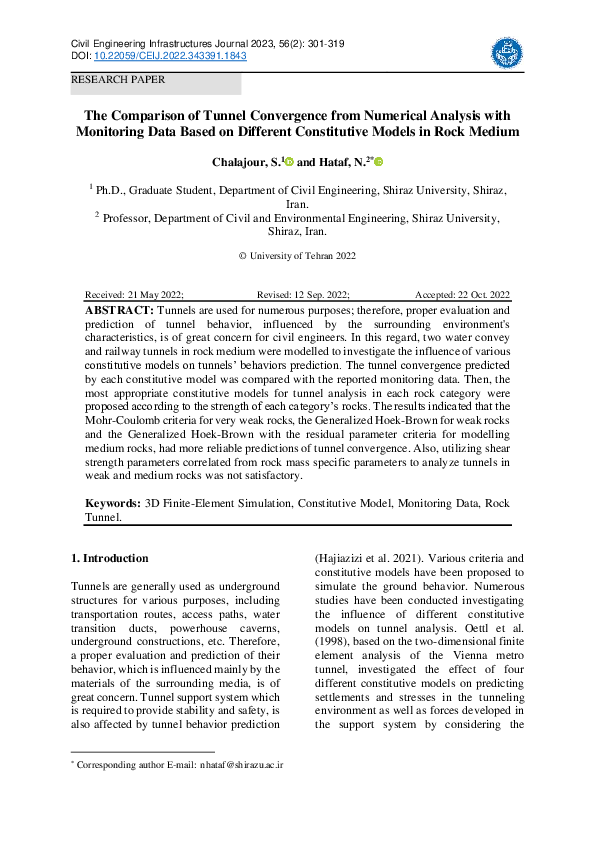 Pdf The Comparison Of Tunnel Convergence From Numerical Analysis With Monitoring Data Based On