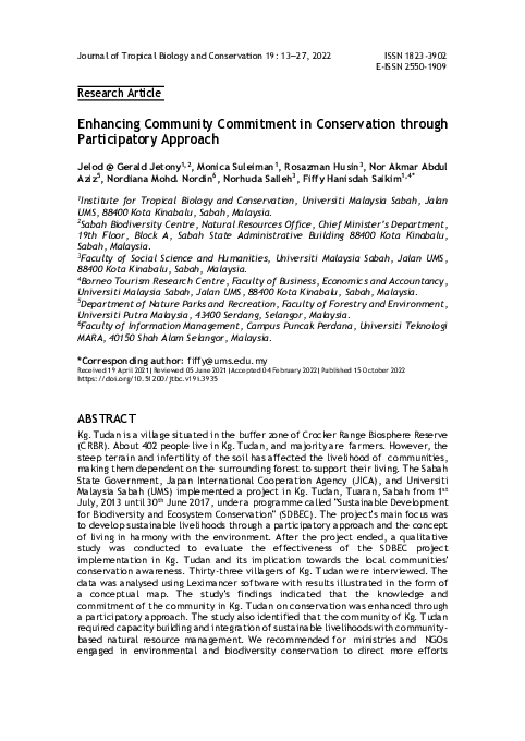 (PDF) Enhancing Community Commitment in Conservation through ...