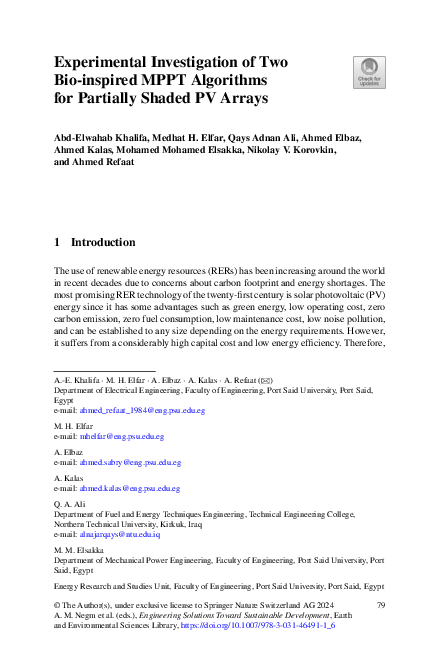 Pdf Experimental Investigation Of Two Bio Inspired Mppt Algorithms For Partially Shaded Pv Arrays