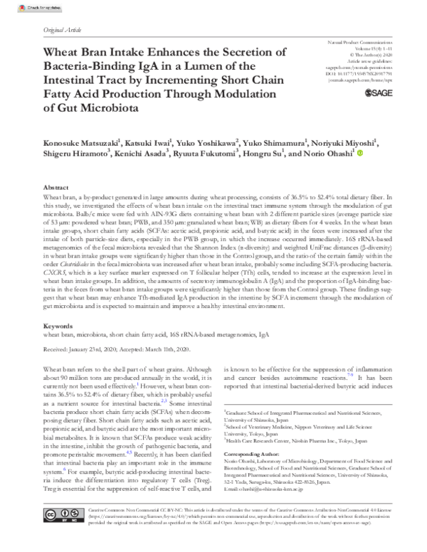 (PDF) Wheat Bran Intake Enhances the Secretion of Bacteria-Binding IgA ...