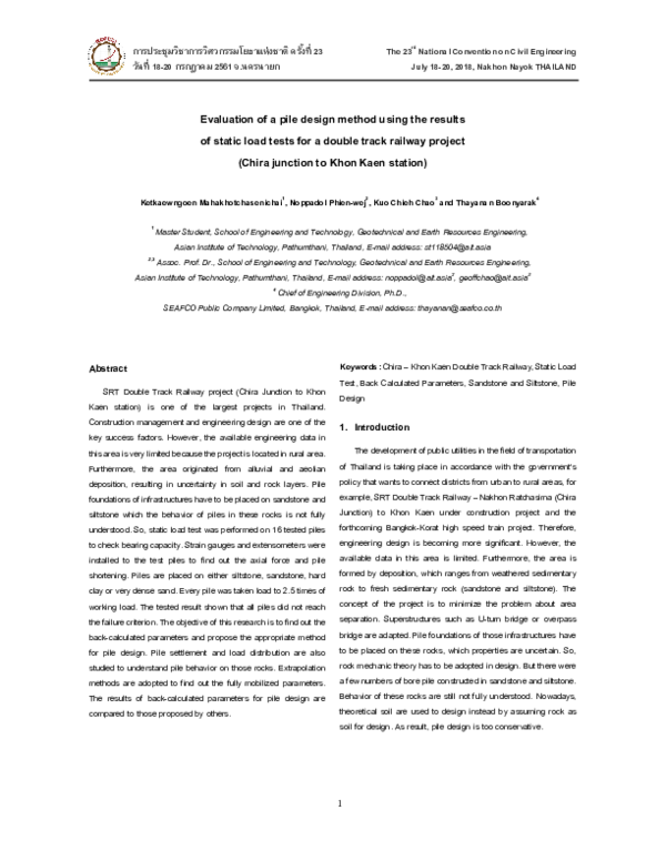 (PDF) Evaluation of a pile design method using the results of static ...