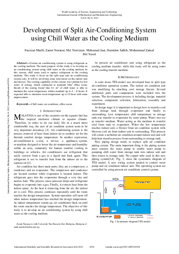 (PDF) Development Of Split Air-Conditioning System Using Chill Water As The Cooling Medium ...