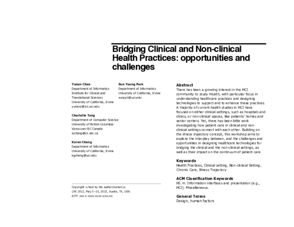 (PDF) Bridging clinical and non-clinical health practices
