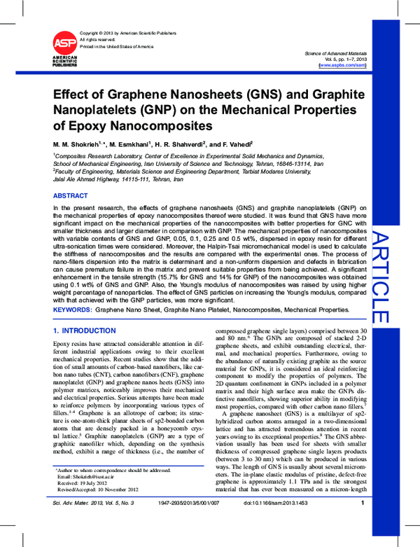 (PDF) Effect of graphene nanosheets (GNS) and graphite nanoplatelets ...
