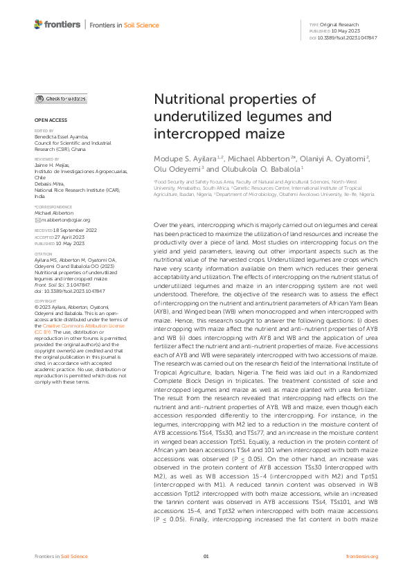 (PDF) Nutritional properties of underutilized legumes and intercropped ...