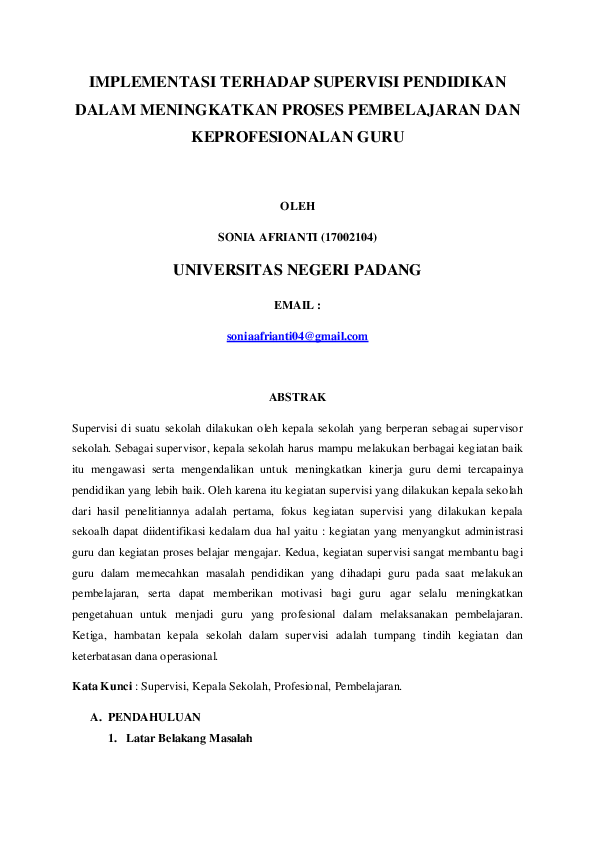 (PDF) Implementasi Terhadap Supervisi Pendidikan Dalam Meningkatkan Proses Pembelajaran Dan ...