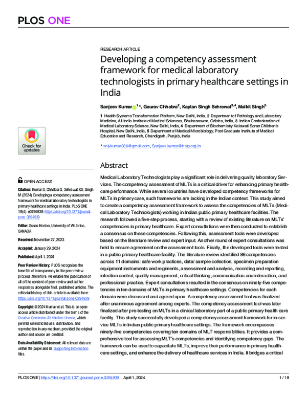 (PDF) Developing a competency assessment framework for medical ...