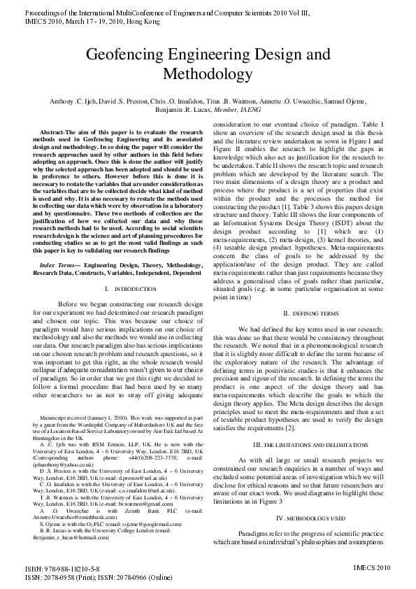 (PDF) Geofencing Engineering Design and Methodology