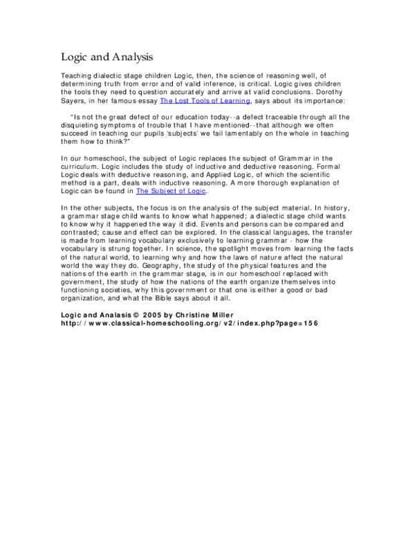 (PDF) Logic and Analysis