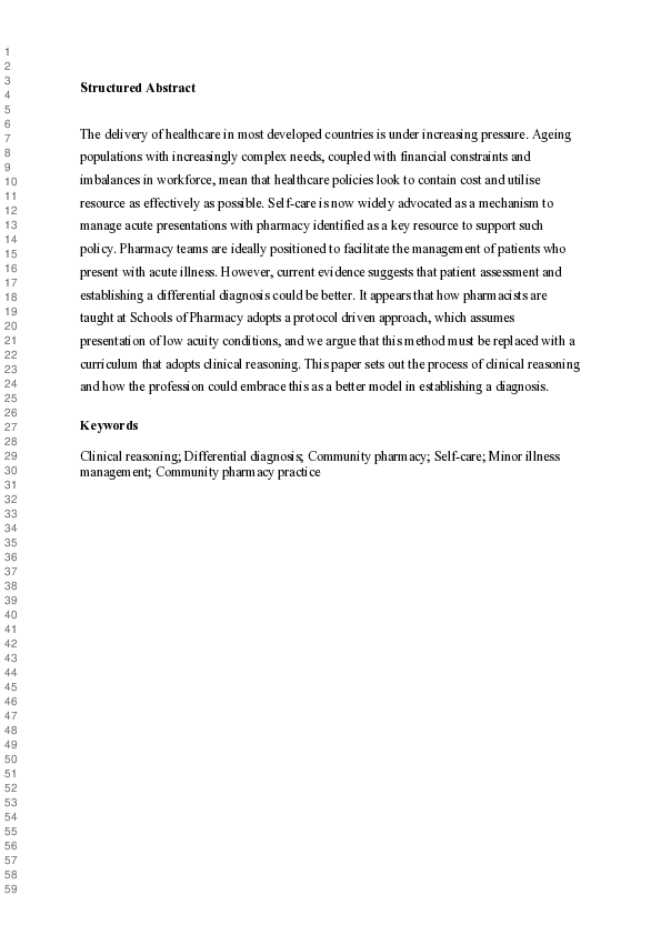 (PDF) Differential diagnosis in pharmacy practice: Time to adopt clinical reasoning and decision ...