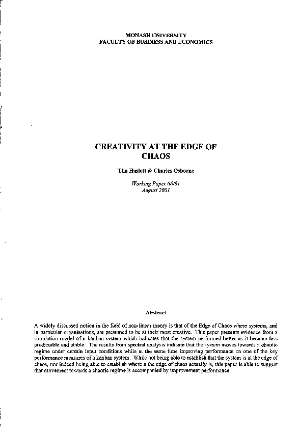 (PDF) Creativity at the edge of chaos