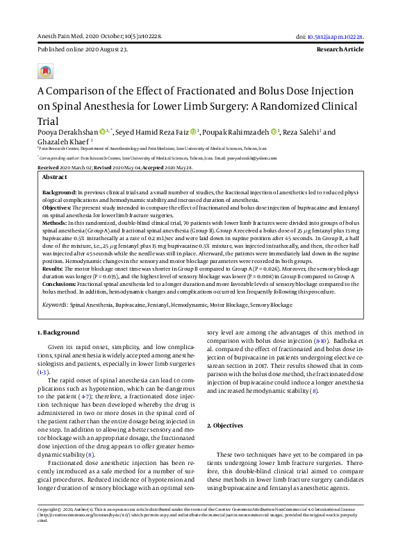 (PDF) A Comparison of the Effect of Fractionated and Bolus Dose ...