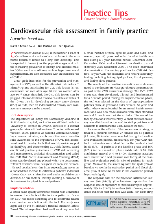 (PDF) Cardiovascular risk assessment in family practice