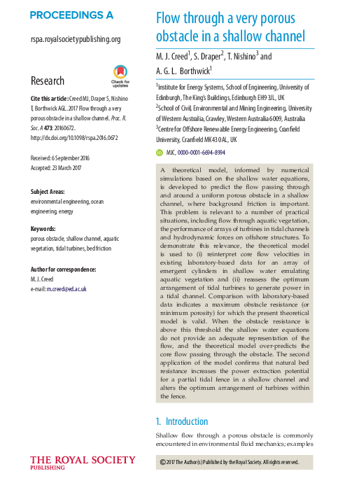 (PDF) Flow through a very porous obstacle in a shallow channel
