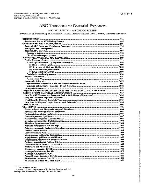 (PDF) ABC transporters: bacterial exporters