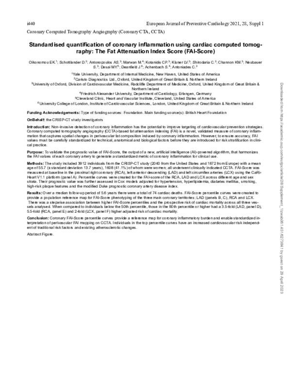 (PDF) Standardised quantification of coronary inflammation using ...