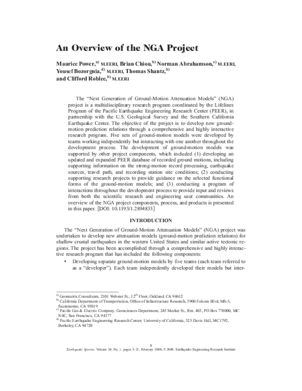 (PDF) An Overview of the NGA Project