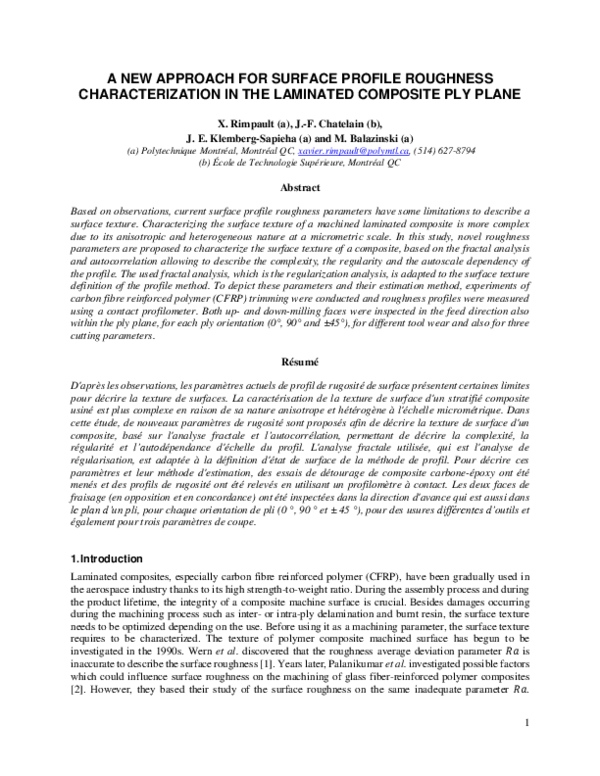 (PDF) A new approach for surface profile roughness characterization in ...