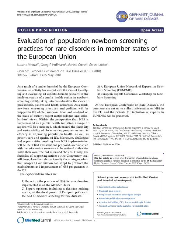 (PDF) Evaluation of population newborn screening practices for rare ...