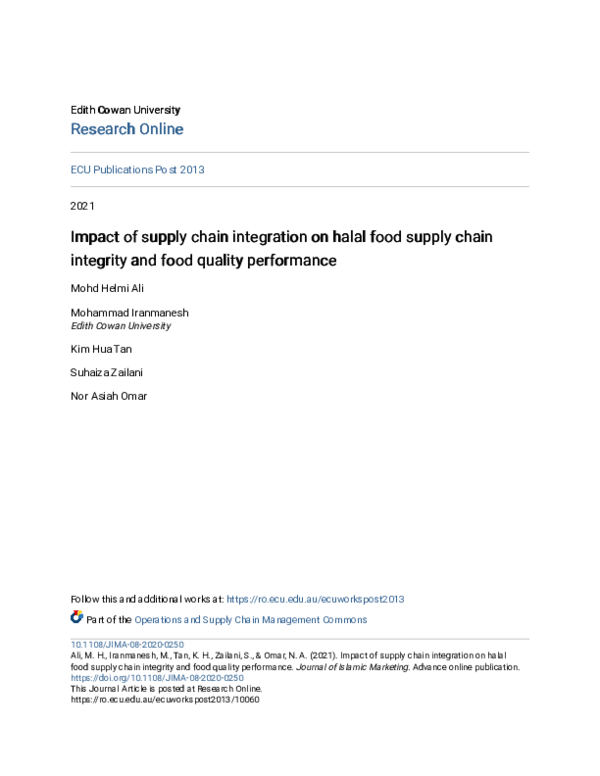 (PDF) Impact of supply chain integration on halal food supply chain ...