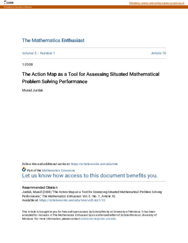 (PDF) The Action Map as a Tool for Assessing Situated Mathematical ...