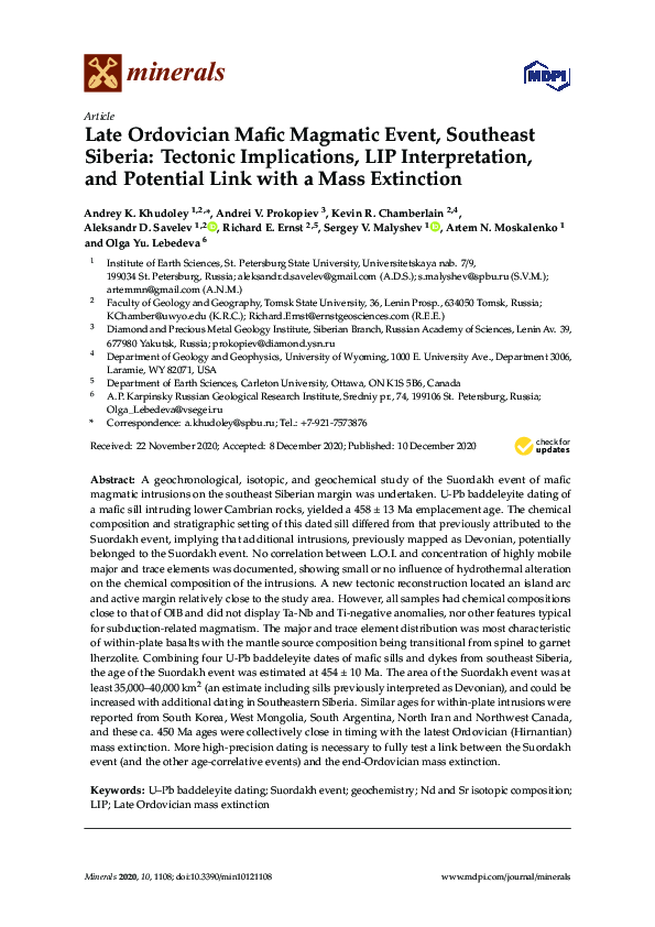 (PDF) Late Ordovician Mafic Magmatic Event, Southeast Siberia: Tectonic Implications, LIP ...