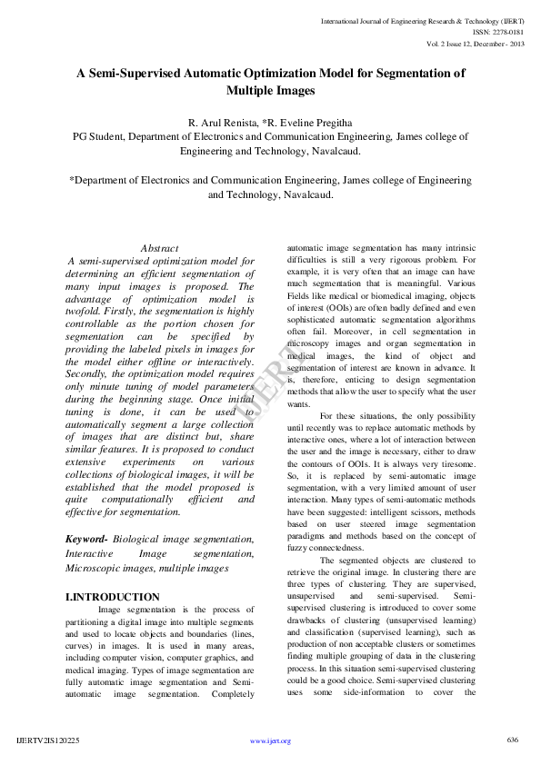 (PDF) A Semi-Supervised Automatic Optimization Model for Segmentation of Multiple Images