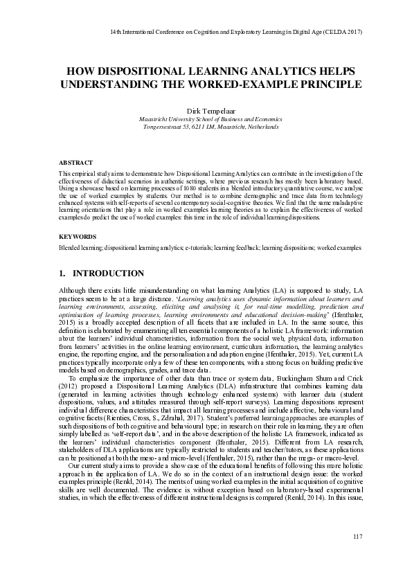 (PDF) How Dispositional Learning Analytics Helps Understanding the ...