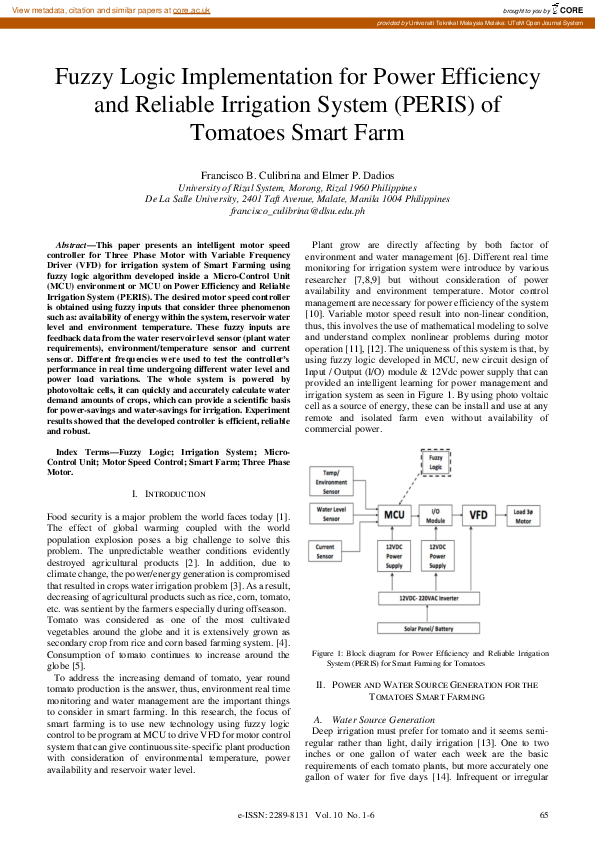 (PDF) Fuzzy Logic Implementation for Power Efficiency, Reliable Irrigation, and Temperature ...
