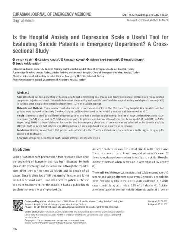 (PDF) Is the Hospital Anxiety and Depression Scale a Useful Tool for ...