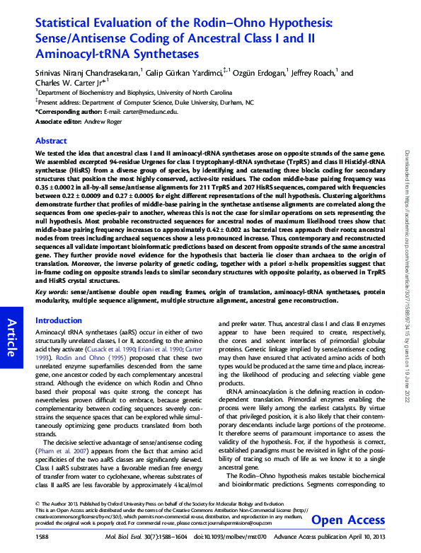 (PDF) Statistical Evaluation of the Rodin–Ohno Hypothesis: Sense ...