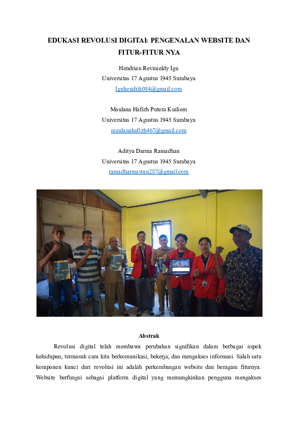 (PDF) EDUKASI REVOLUSI DIGITAl: PENGENALAN WEBSITE DAN FITUR-FITUR NYA