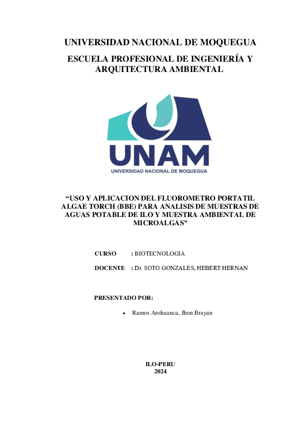 (PDF) USO Y APLICACION DEL FLUOROMETRO PORTATIL ALGAE TORCH (BBE) PARA ...