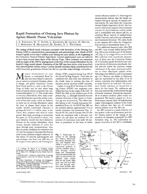 (PDF) Rapid Formation of Ontong Java Plateau by Aptian Mantle Plume ...