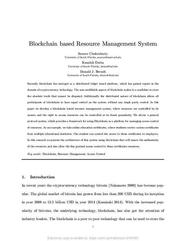 (PDF) Blockchain Based Resource Management System