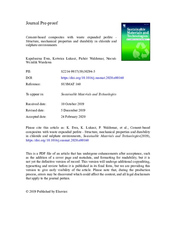 (PDF) Cement-based composites with waste expanded perlite - Structure ...