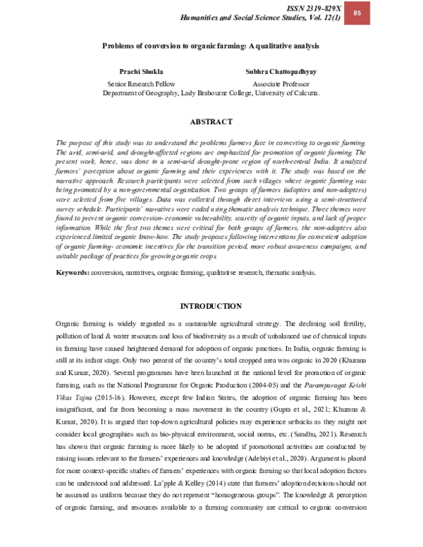 (PDF) Problems of conversion to organic farming: A qualitative analysis
