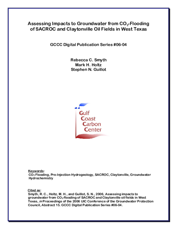 (PDF) Assessing impacts to groundwater from CO2-flooding of SACROC and ...