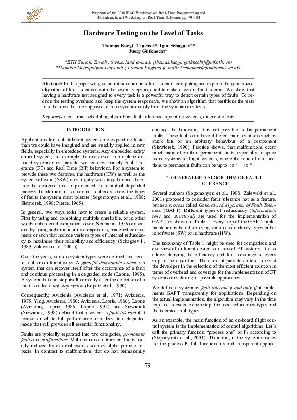 (PDF) Hardware Testing on the Level of Tasks