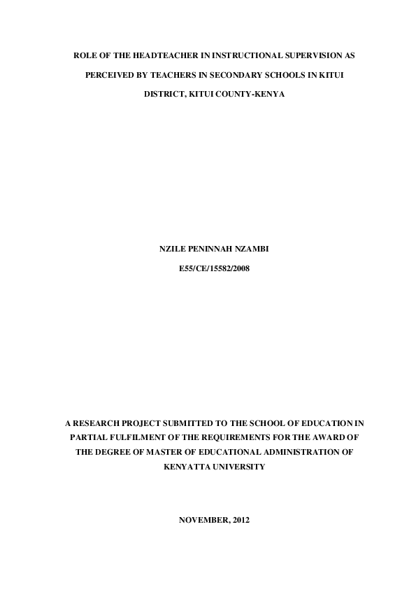 (PDF) Role of the headteacher in instructional supervision as perceived ...