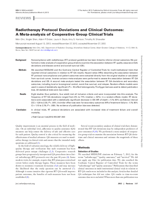 (PDF) Radiotherapy Protocol Deviations and Clinical Outcomes: A Meta ...