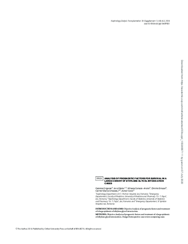 (PDF) FP003ANALYSIS of Prognostic Factors for Survival in a Large ...