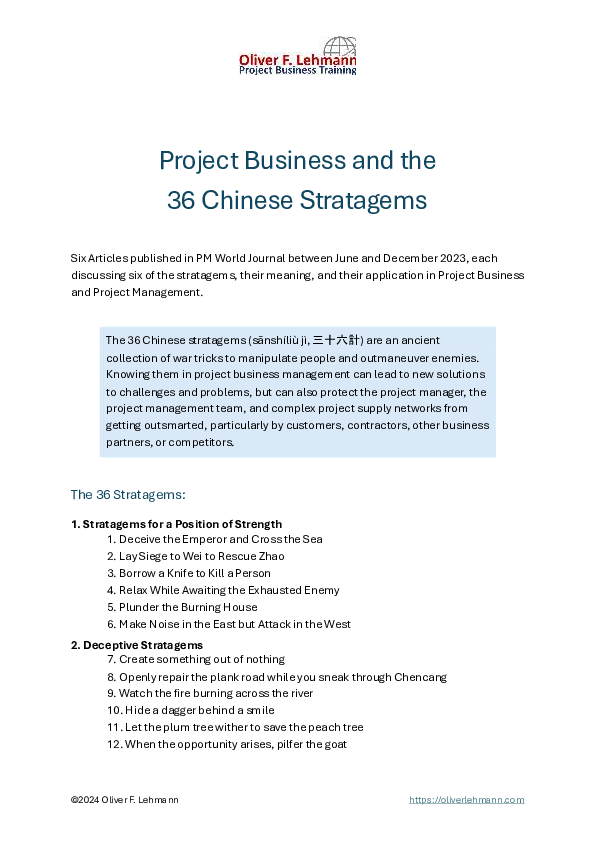 (PDF) Project Business and the 36 Chinese Stratagems