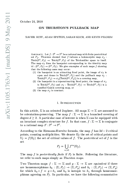 (PDF) On Thurston's pullback map