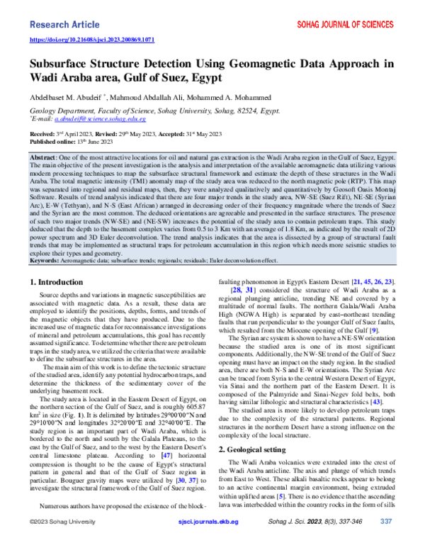 Pdf Subsurface Structure Detection Using Geomagnetic Data Approach In