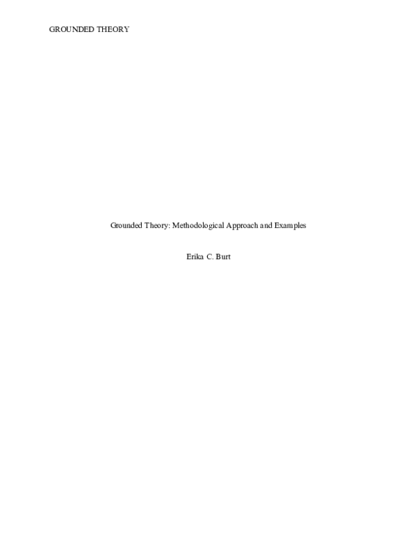 (PDF) Grounded Theory: Methodological Approaches and Examples